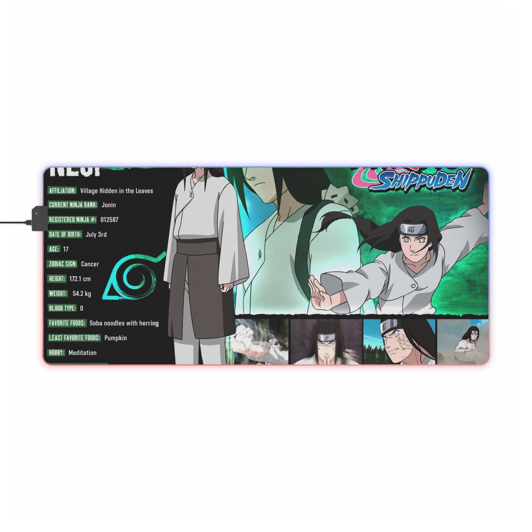 Neji Hyūga RGB LED Mouse Pad (Desk Mat)