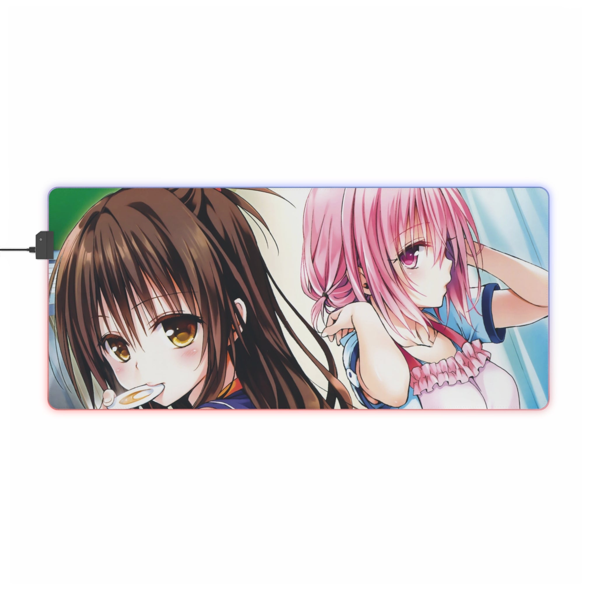 Momo Belia Deviluke & Yuuki Mikan RGB LED Mouse Pad (Desk Mat)