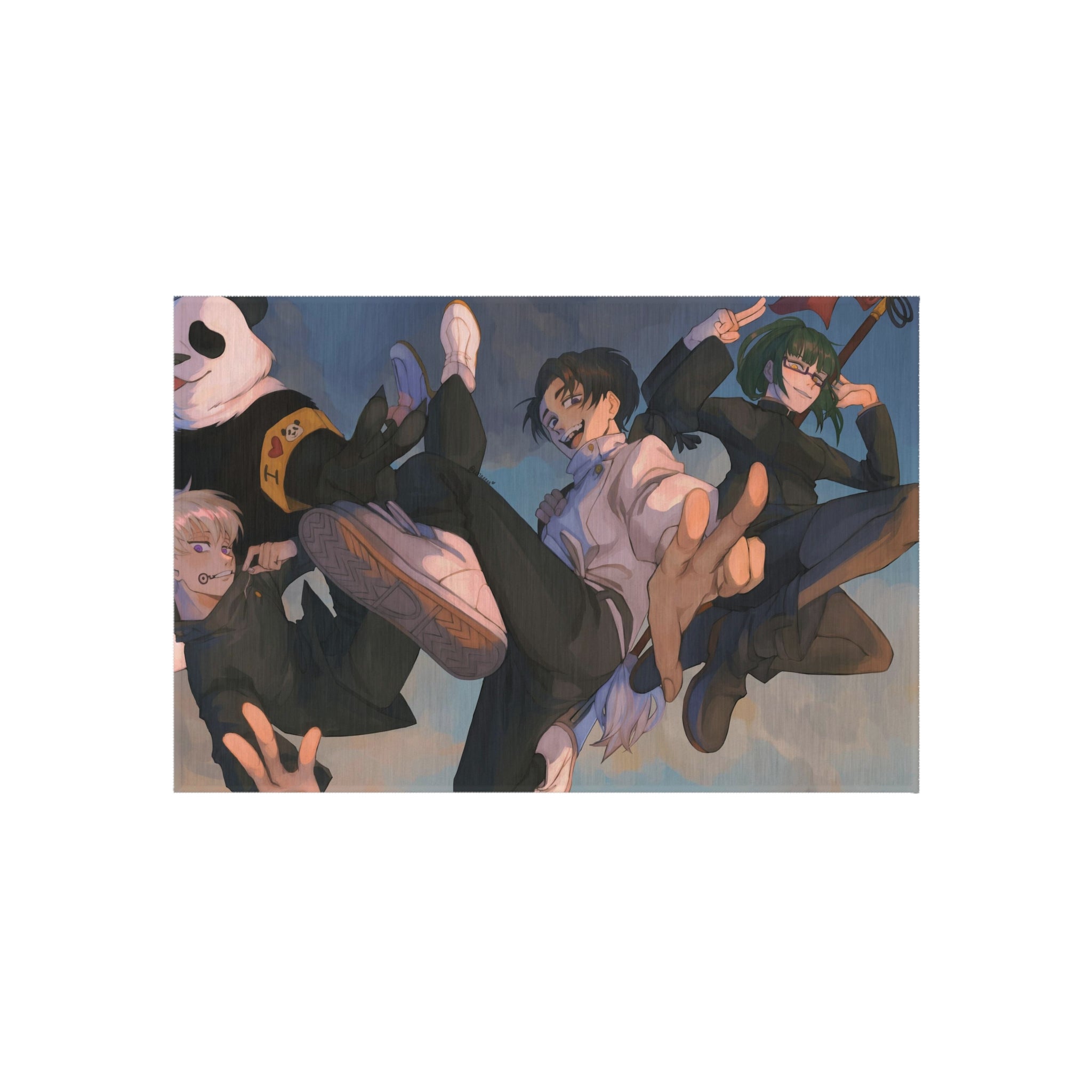 Yuta Okkotsu, Maki Zenin, Panda and Toge Inumaki Rug