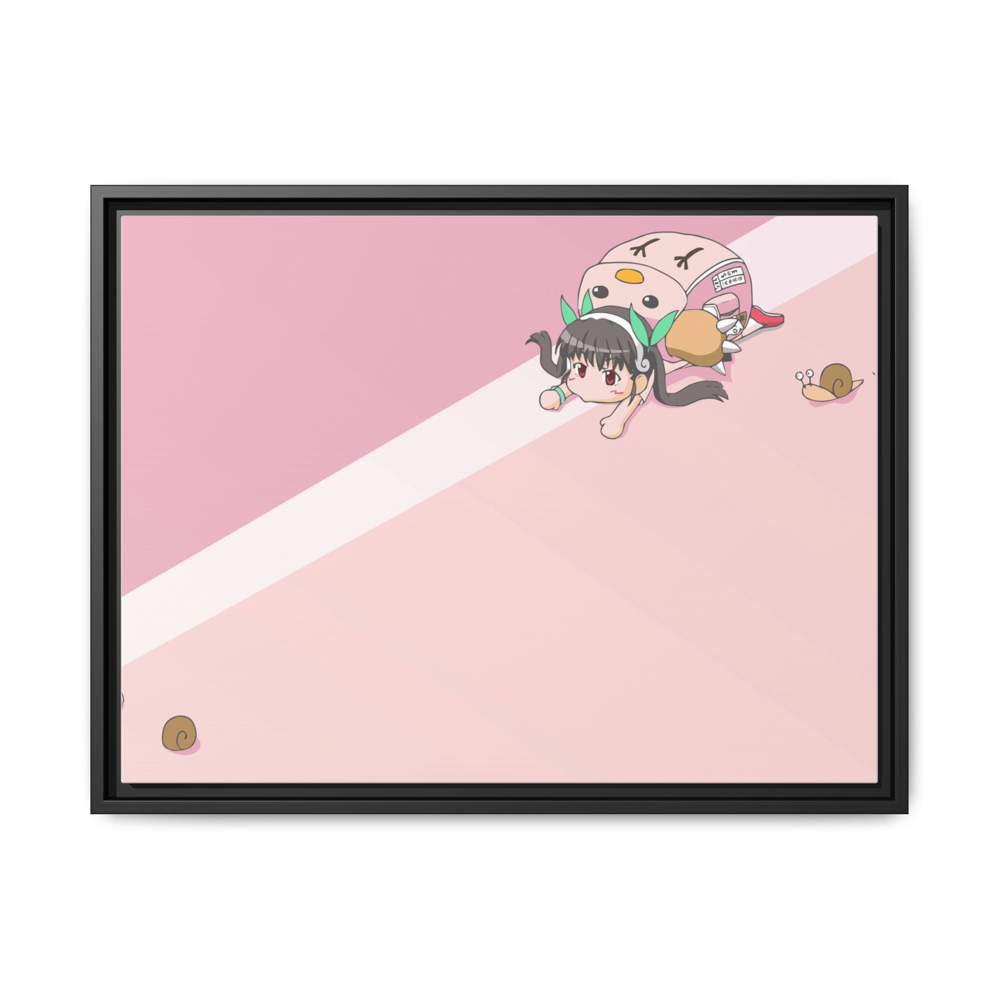 Mayoi the Snail Canvas Framed Art Print