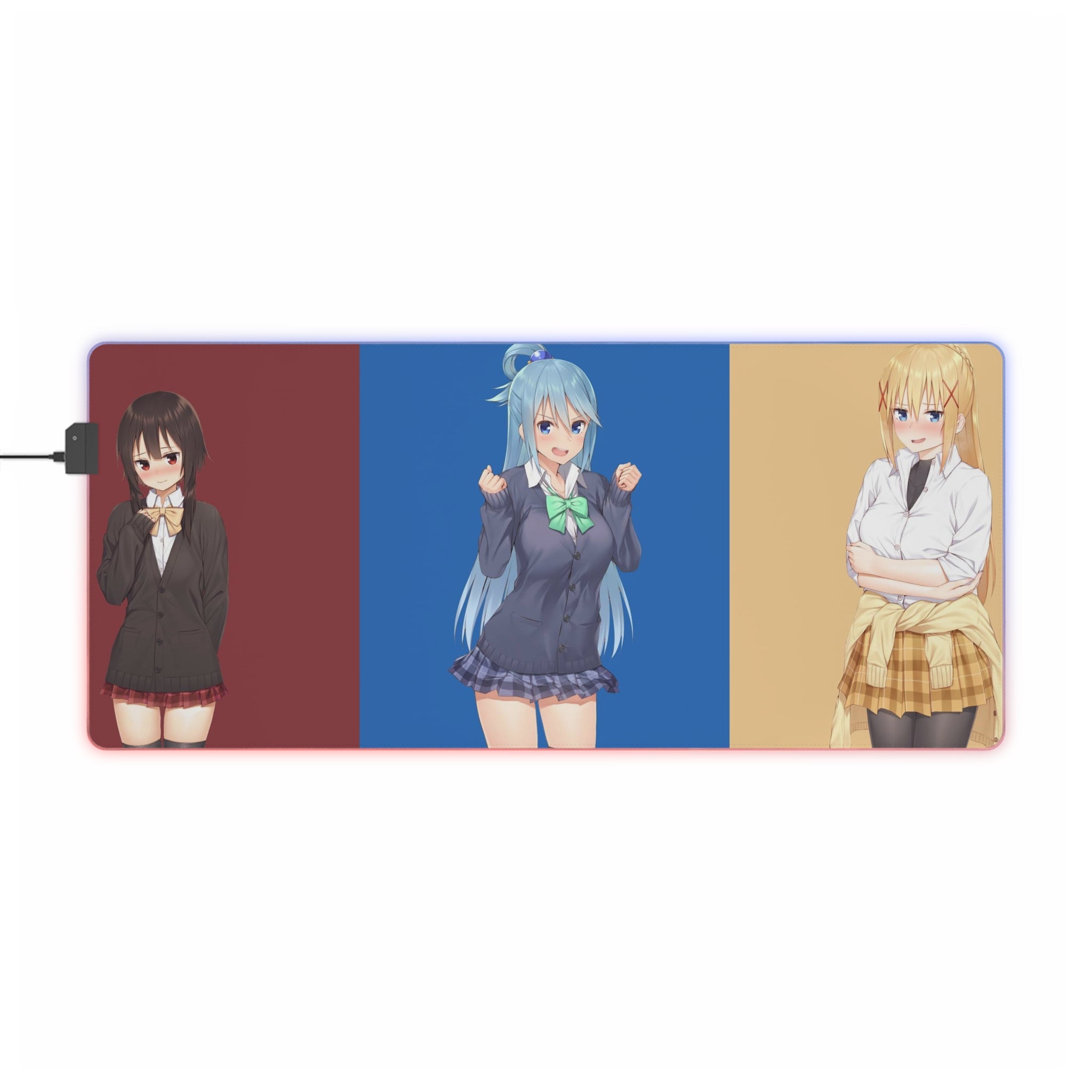 Konosuba Girl [Megumin, Aqua, Darkness] RGB LED Mouse Pad (Desk Mat)