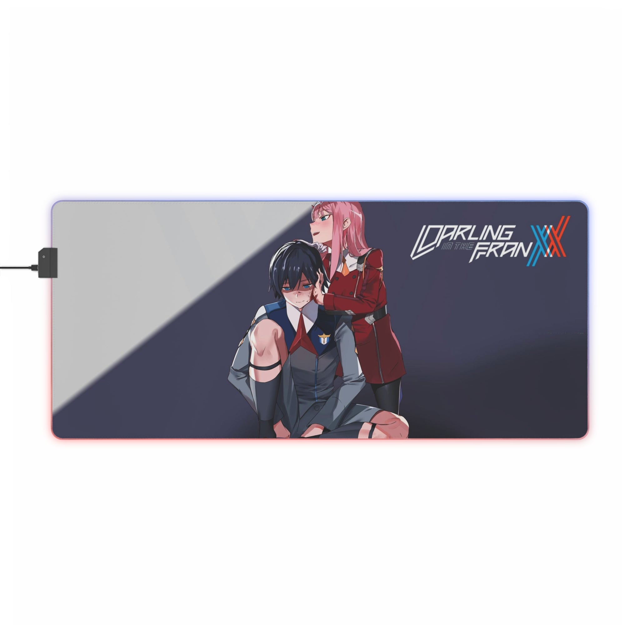 Zero Two and Hiro RGB LED Mouse Pad (Desk Mat)
