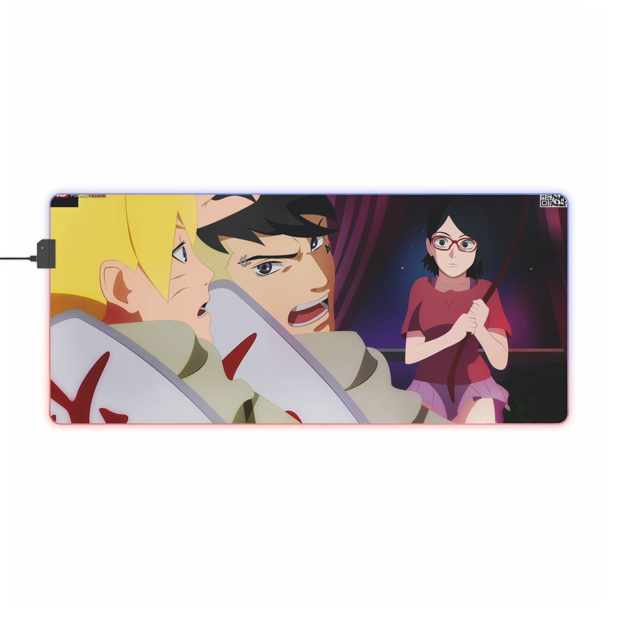Sarada, Boruto, Kawaki: road to Hokage RGB LED Mouse Pad (Desk Mat)
