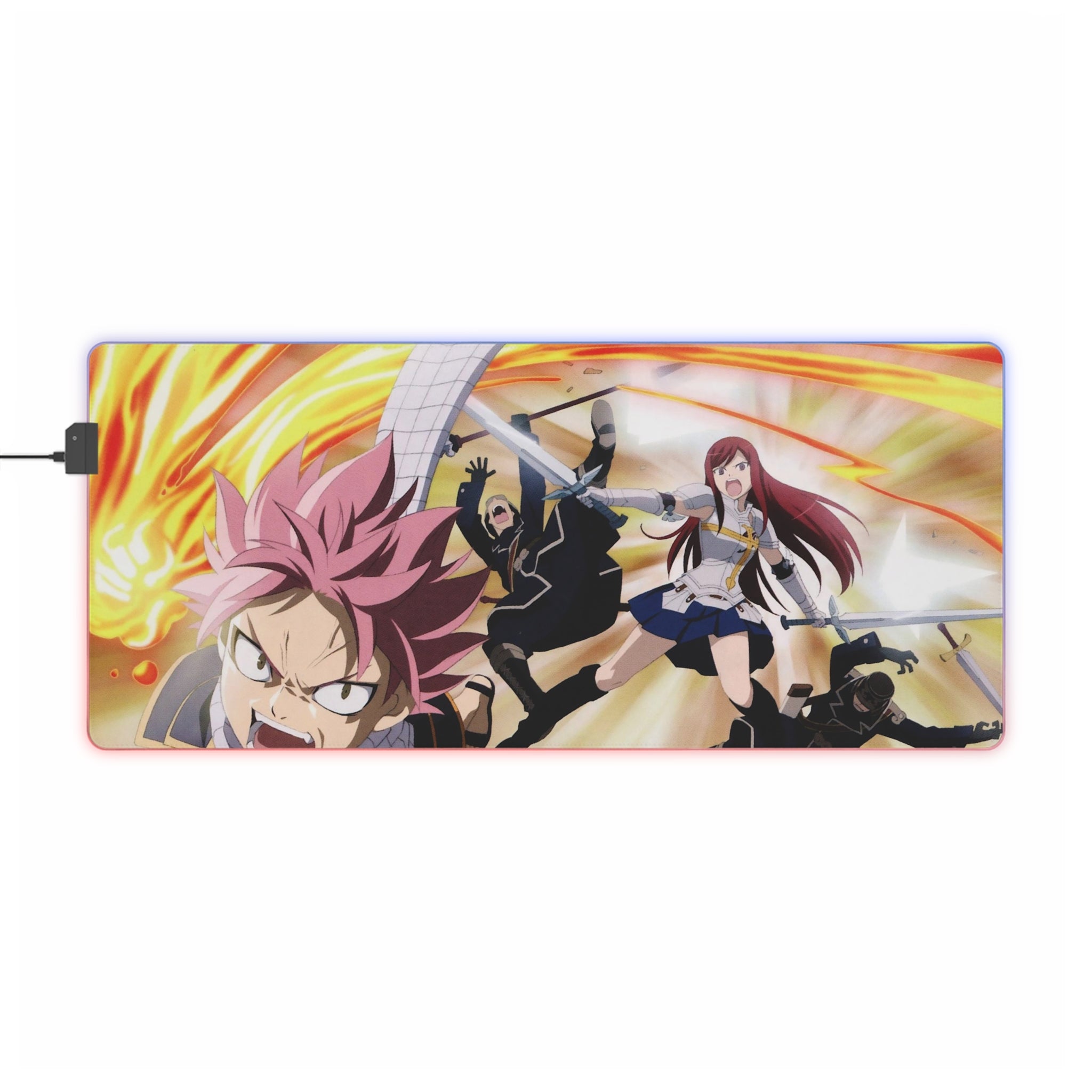 Fairy Tail Natsu Dragneel, Erza Scarlet RGB LED Mouse Pad (Desk Mat)