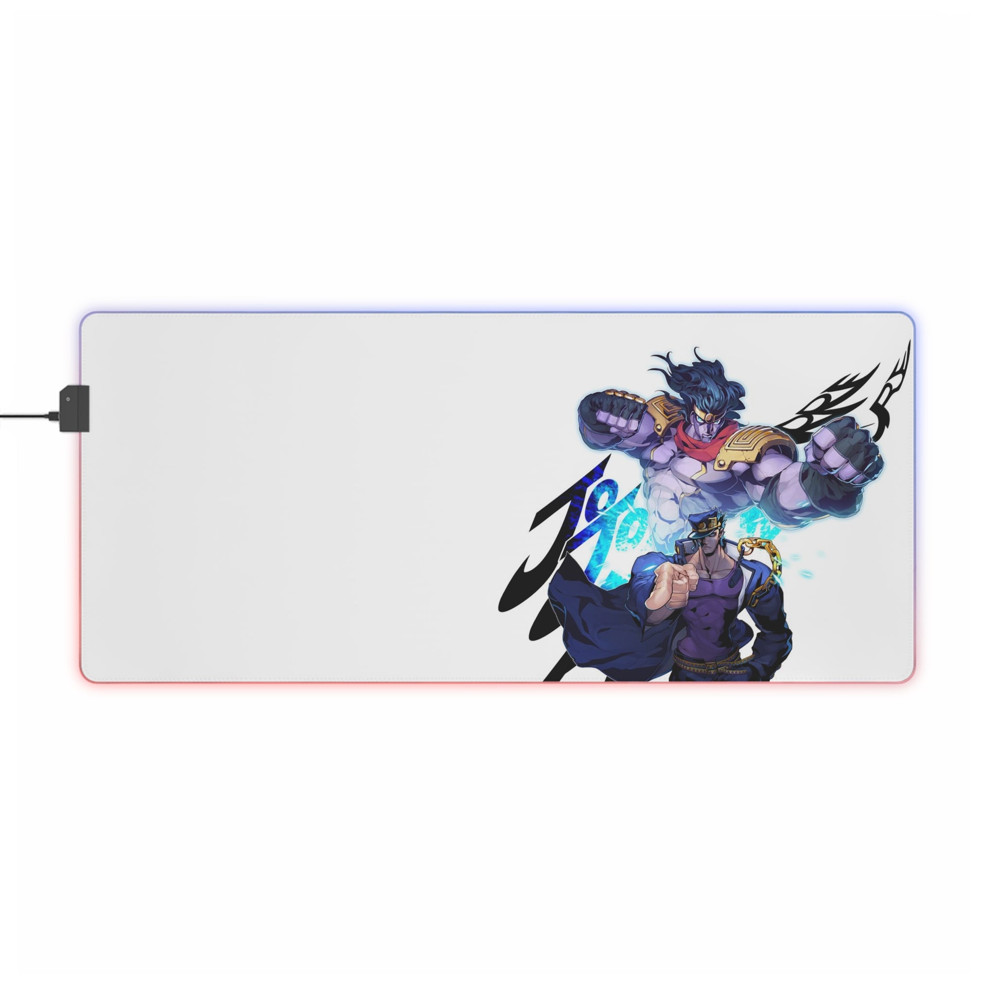 Jotaro Kujo and Star Platinum RGB LED Mouse Pad (Desk Mat)