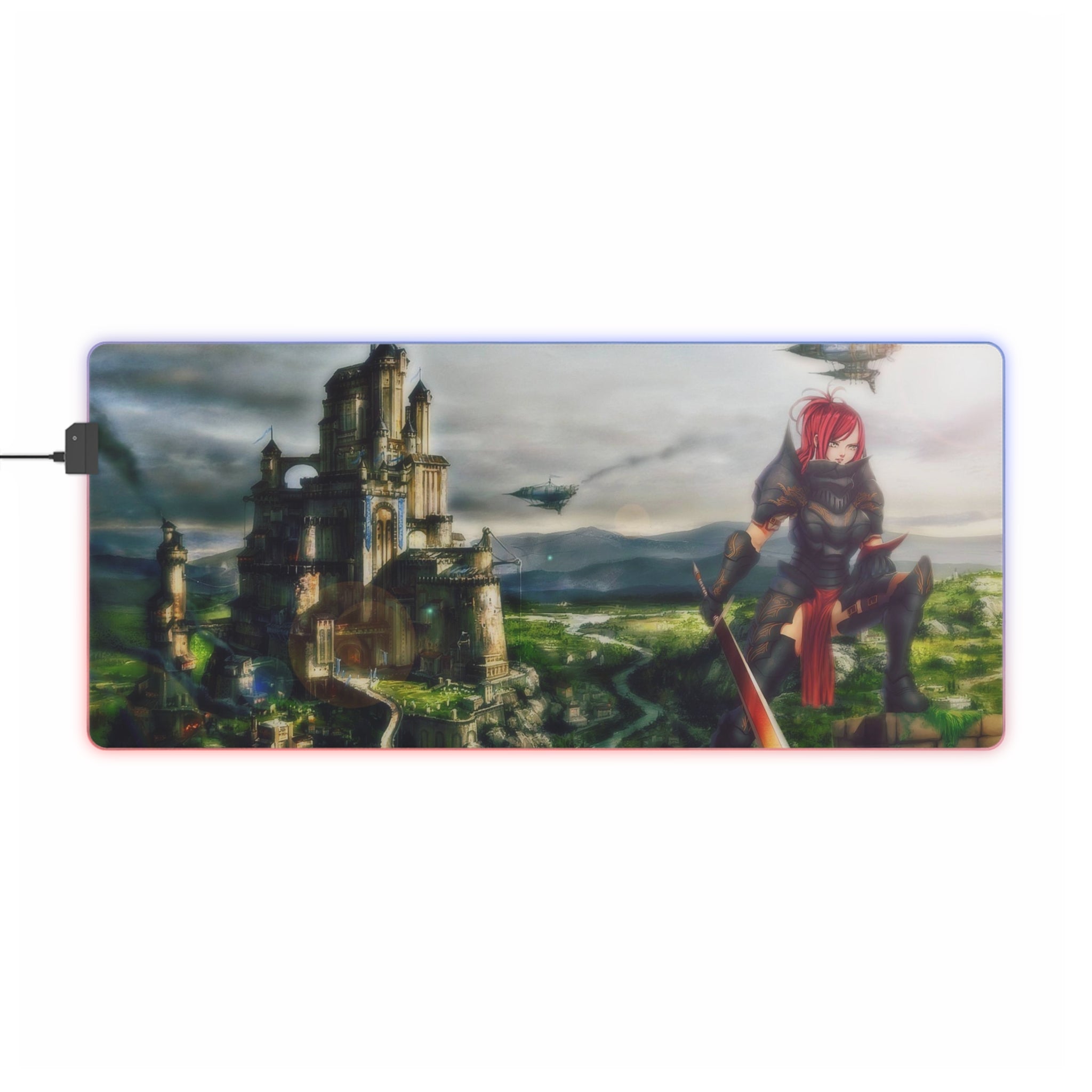 Erza Scarlet - Knight & Castle RGB LED Mouse Pad (Desk Mat)