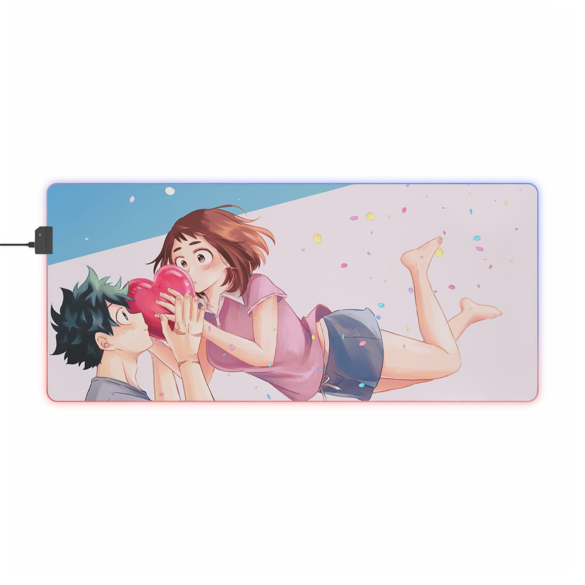 My Hero Academia Izuku Midoriya, Ochako Uraraka RGB LED Mouse Pad (Des