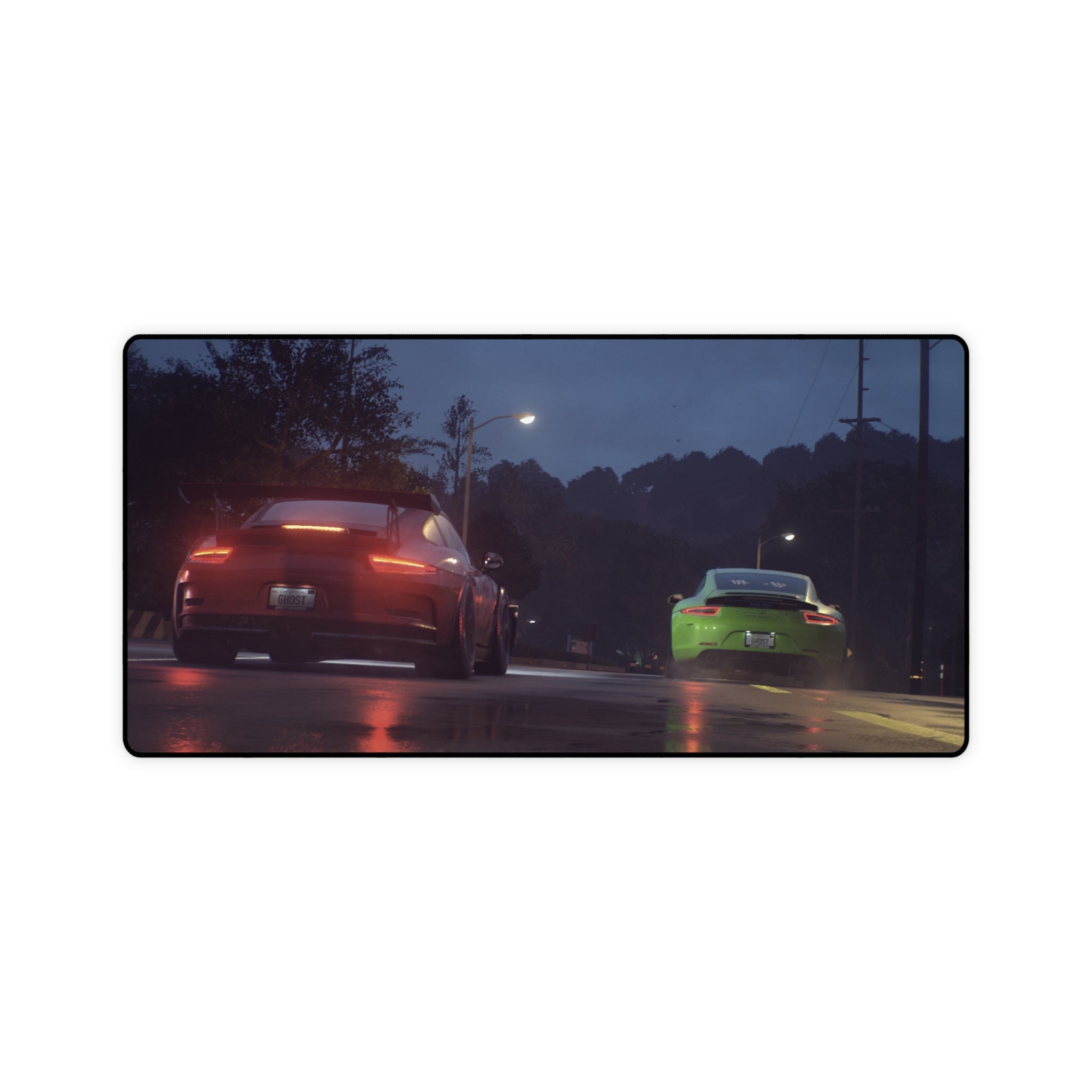 Porsche in Street Race Mouse Pad (Desk Mat)