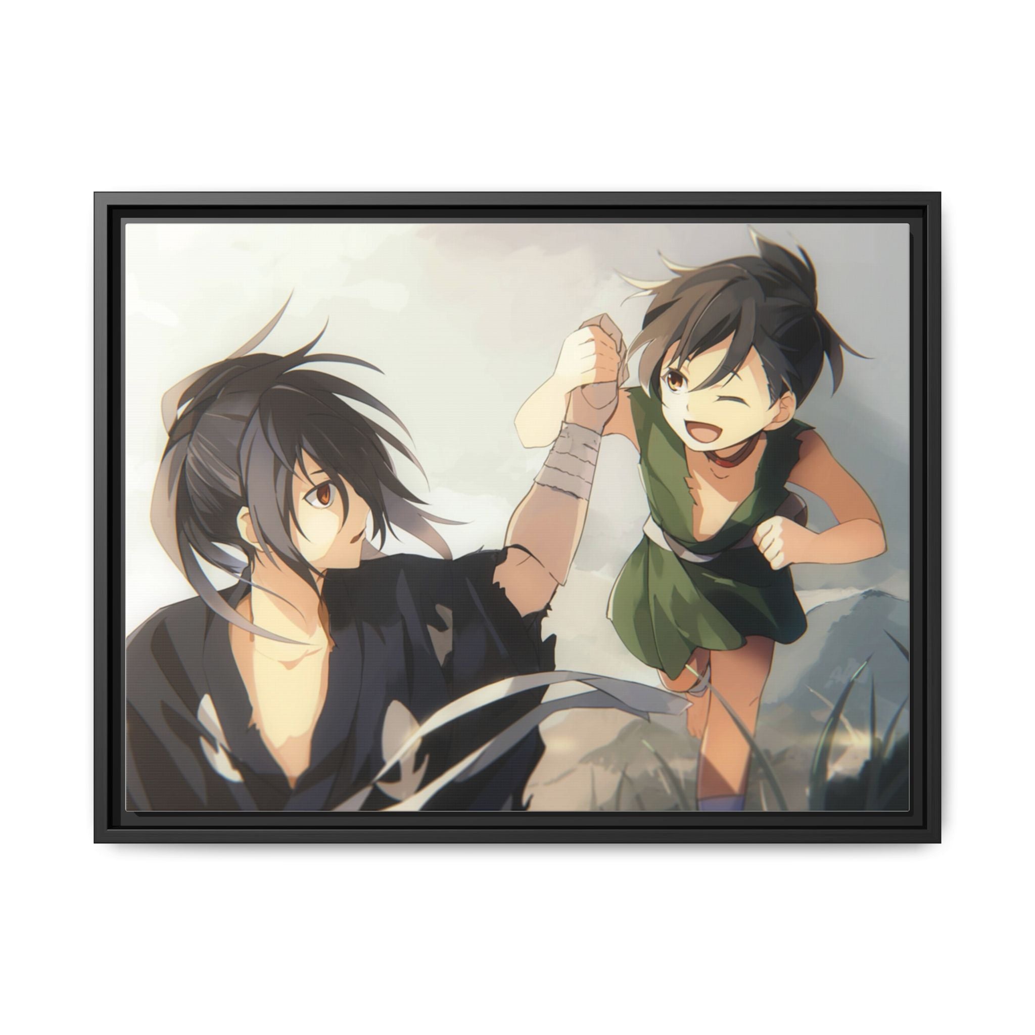 Hyakkimaru and Dororo Canvas Framed Art Print