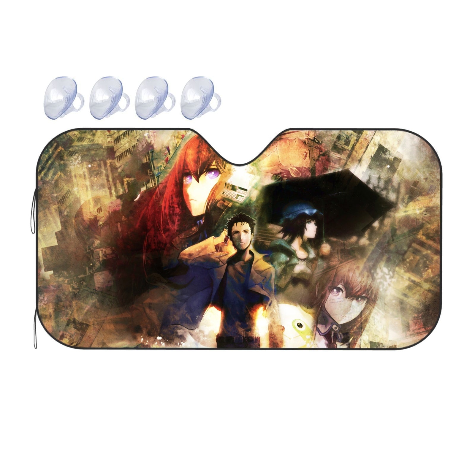 Makise, Kyouma & Mayushi Car Sunshade
