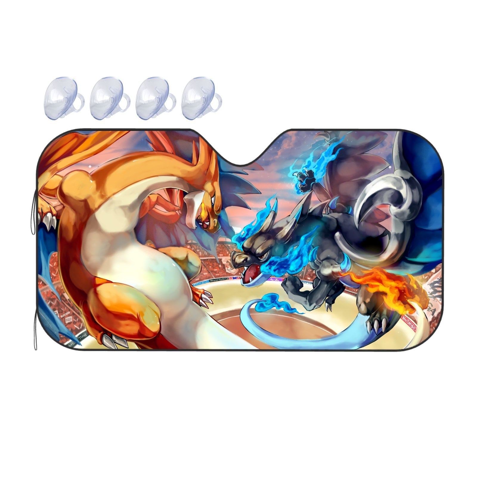 Mega Charizard Y VS Mega Charizard X Car Sunshade